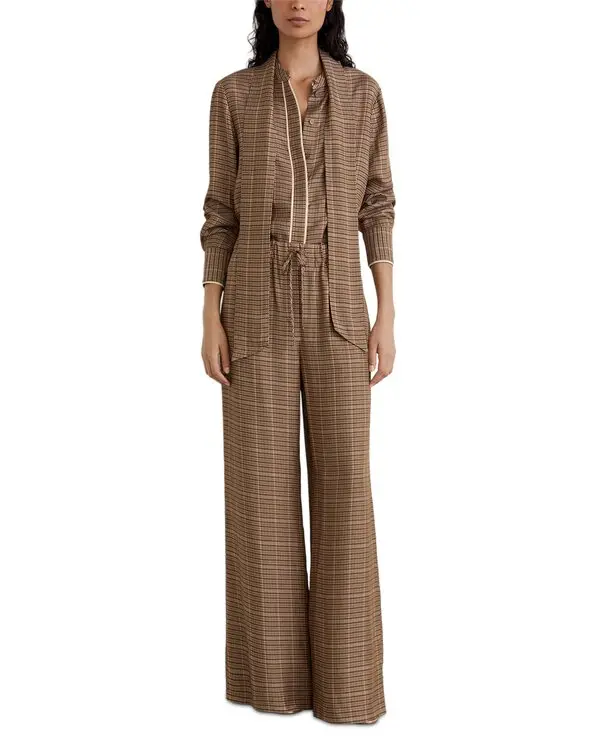 REISS Minnie Tie Neck Long Sleeve Blouse