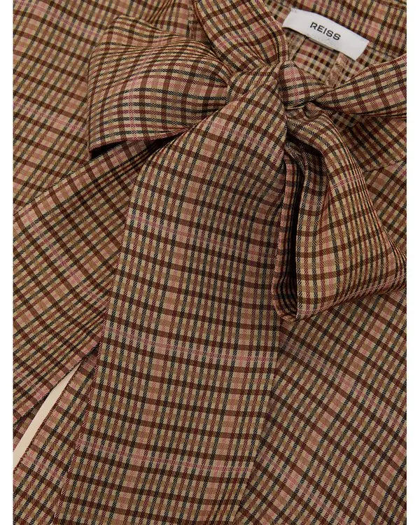 REISS Minnie Tie Neck Long Sleeve Blouse