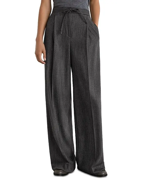 REISS Derby Wool Blend Wide Leg Pants