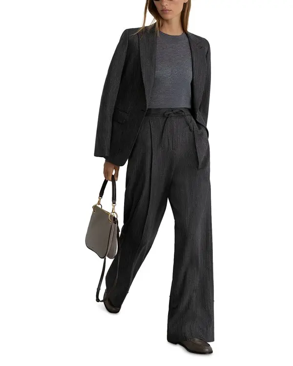 REISS Derby Wool Blend Wide Leg Pants