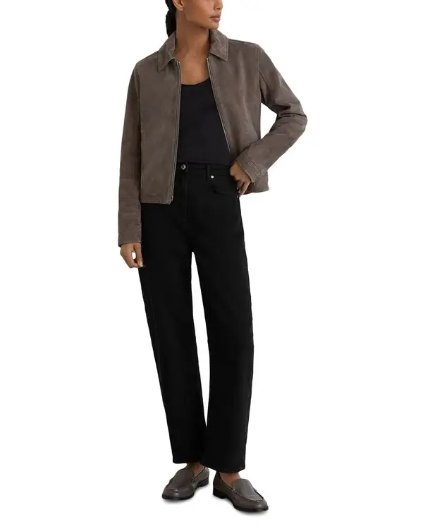REISS Sorina Suede Zip Front Jacket