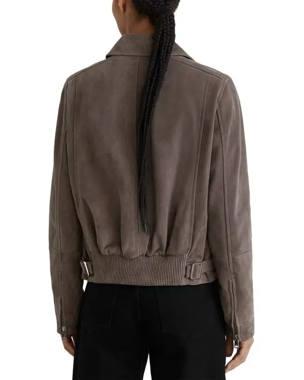 REISS Sorina Suede Zip Front Jacket