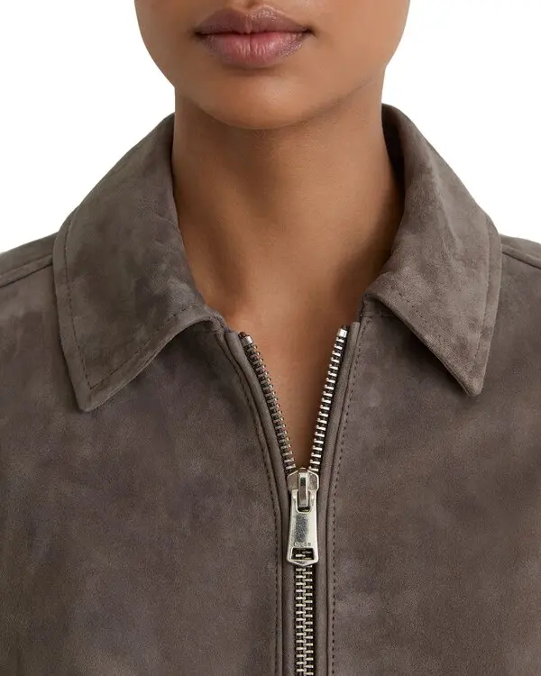 REISS Sorina Suede Zip Front Jacket