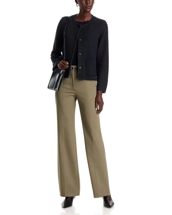 Eileen Fisher Cotton Boucle Round Neck Jacket