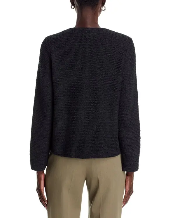 Eileen Fisher Cotton Boucle Round Neck Jacket