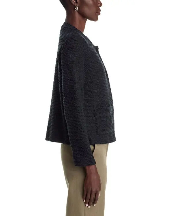 Eileen Fisher Cotton Boucle Round Neck Jacket