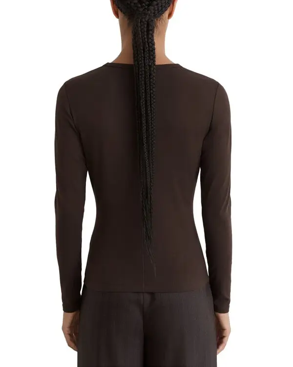 REISS Jada Cotton Stretch Crewneck Long Sleeve Top