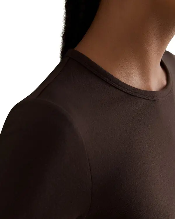 REISS Jada Cotton Stretch Crewneck Long Sleeve Top