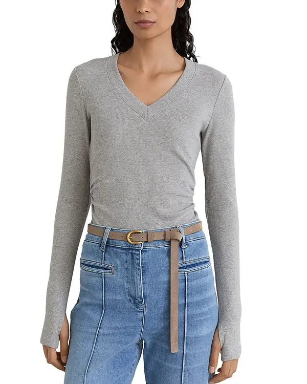REISS Sandrine Cotton Stretch Thumb Hole Top
