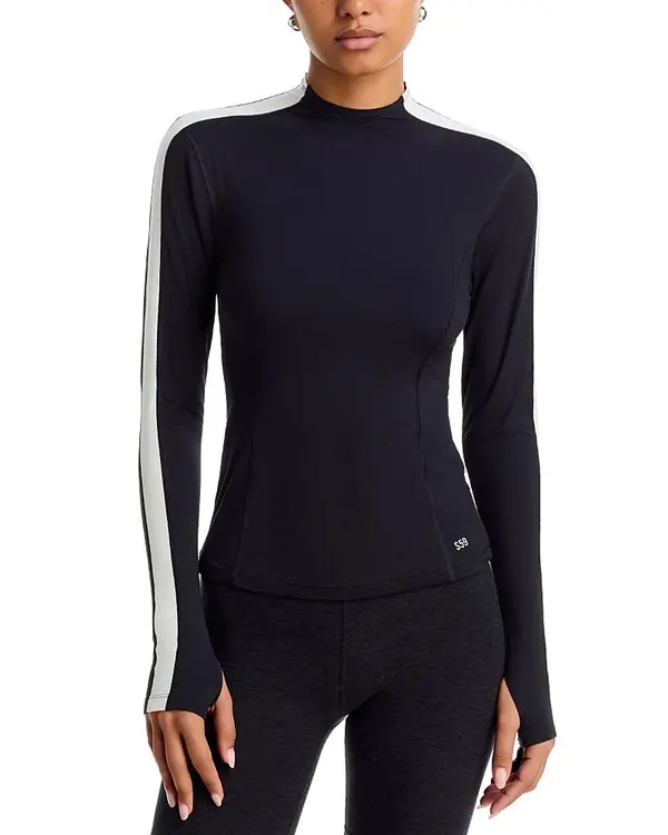 Splits59 Isabelle Mock Neck Top - Black/creme