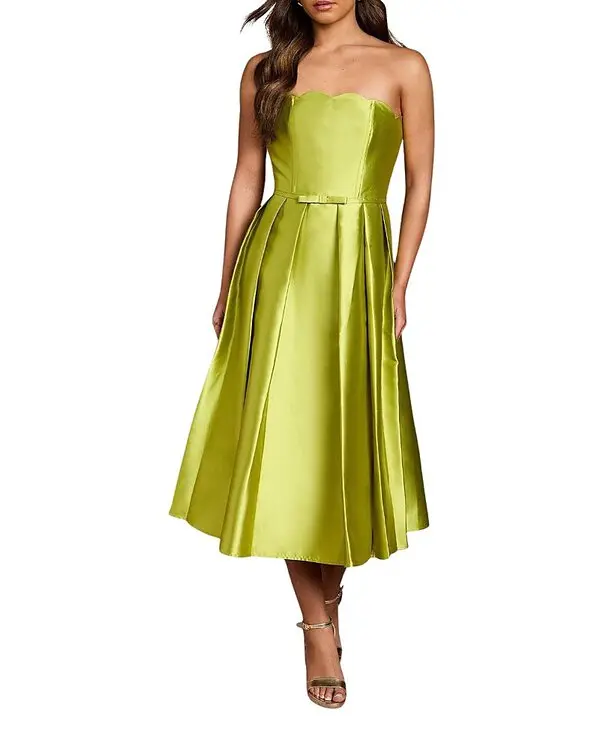Coast Scalloped Strapless Midi Dress - Chartreuse
