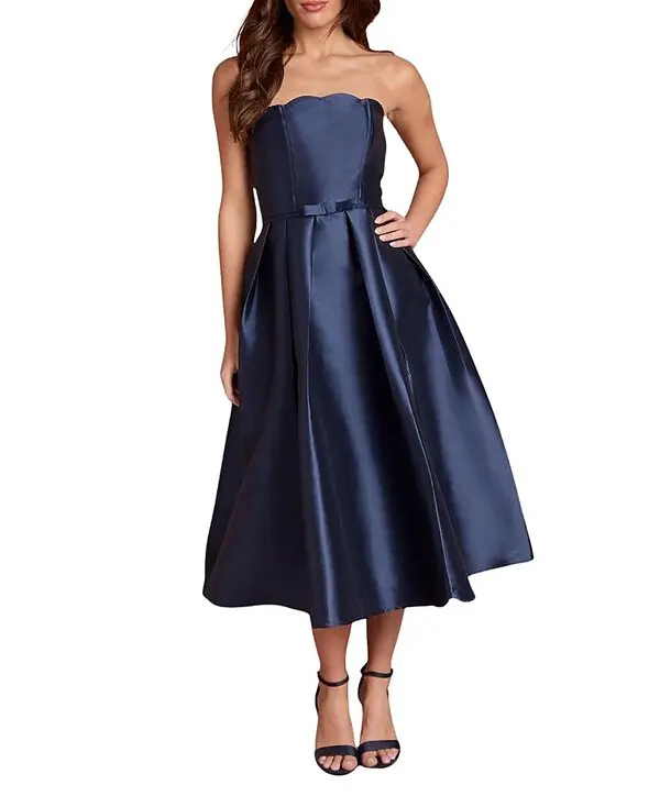 Coast Scalloped Strapless Midi Dress - Navy