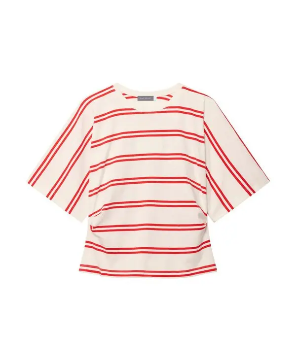Mint Velvet Striped Batwing T-shirt - Red