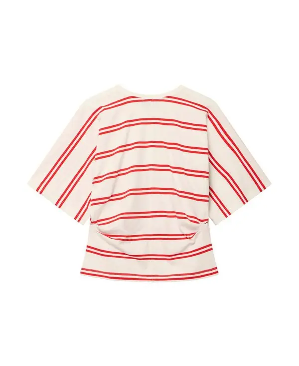 Mint Velvet Striped Batwing T-shirt - Red