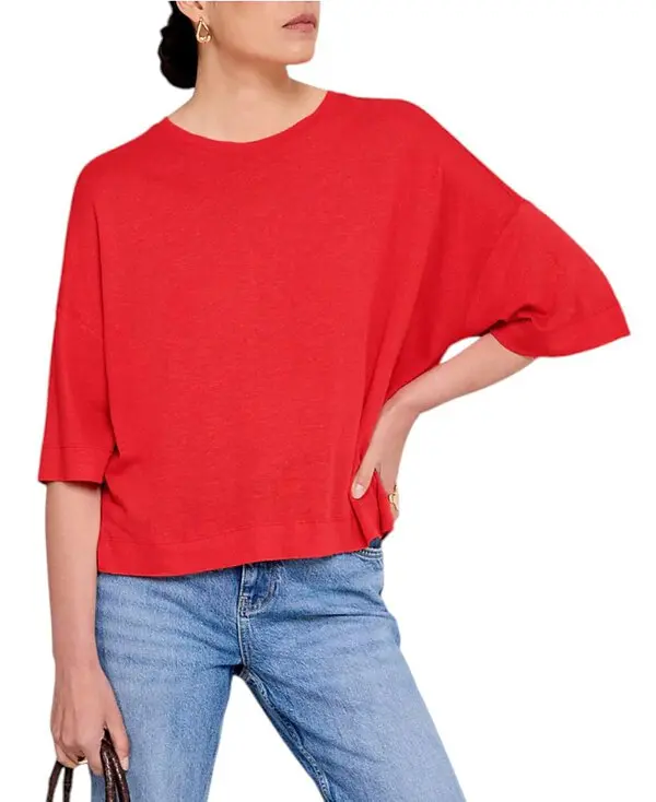 Mint Velvet Linen Blend Boxy Silhouette T-shirt