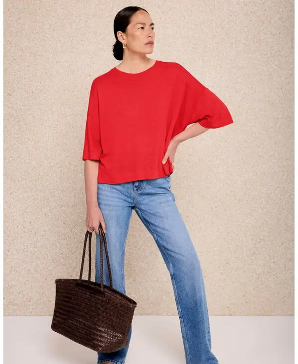 Mint Velvet Linen Blend Boxy Silhouette T-shirt