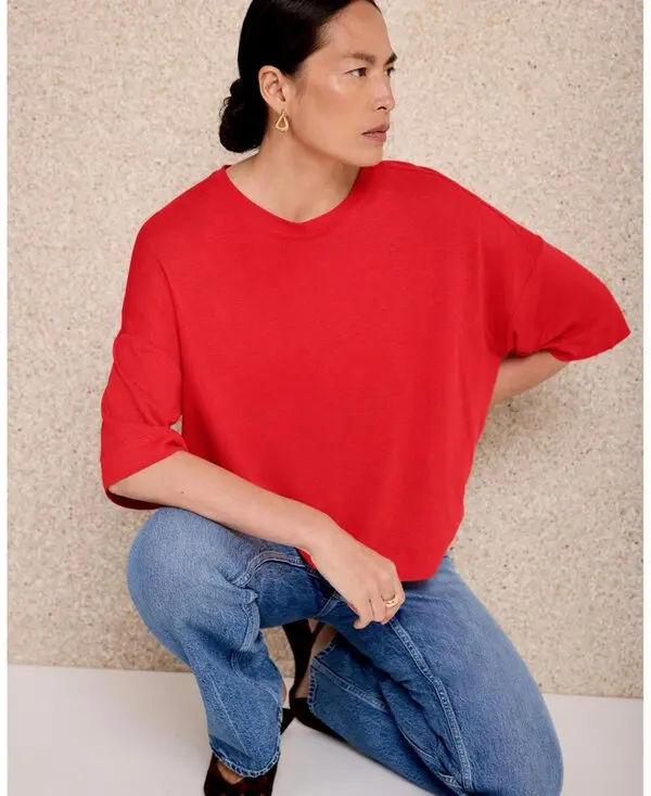 Mint Velvet Linen Blend Boxy Silhouette T-shirt
