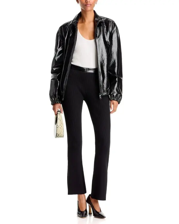 COURREGES Contrasting Vinyl Rib Knit Flare Pants