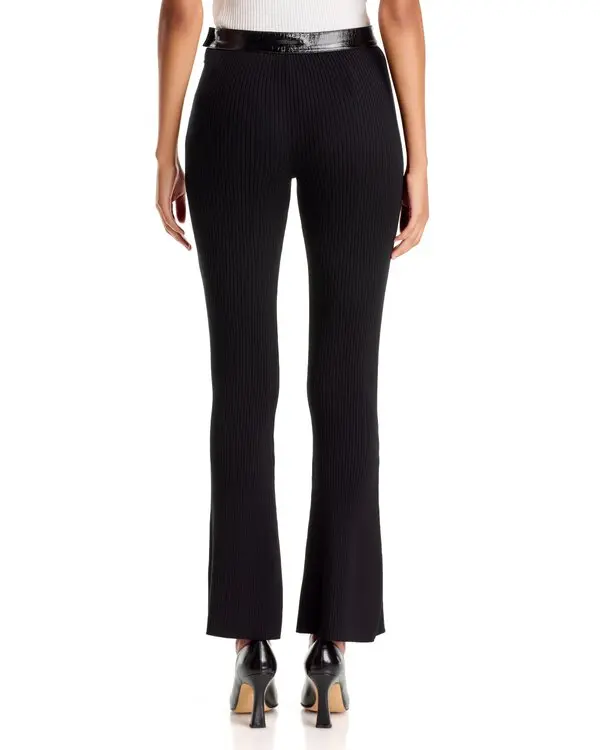 COURREGES Contrasting Vinyl Rib Knit Flare Pants