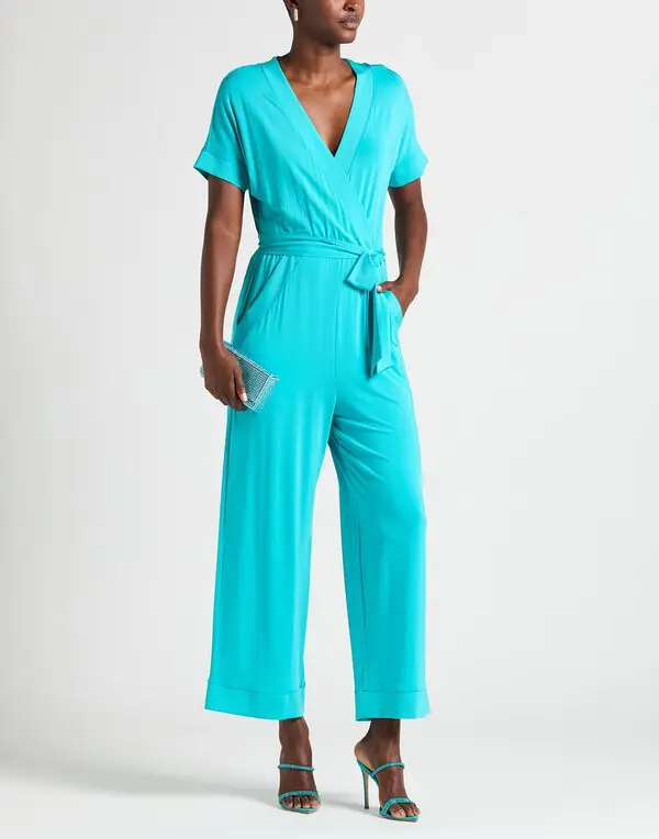 Max Mara Jumpsuit Turquoise Size Viscose, Elastane
