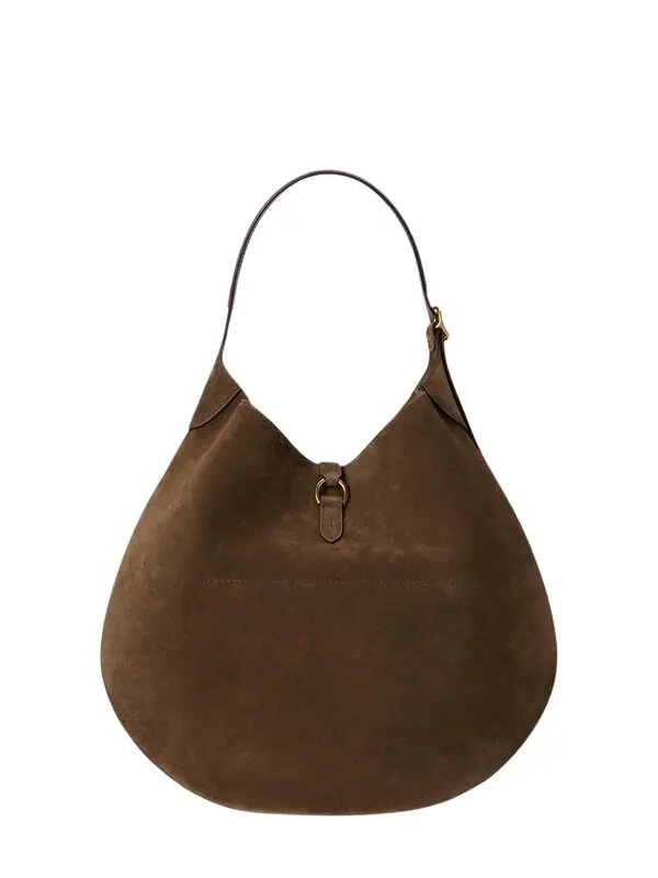 Polo Ralph Lauren Large Polo Id Suede Shoulder Bag