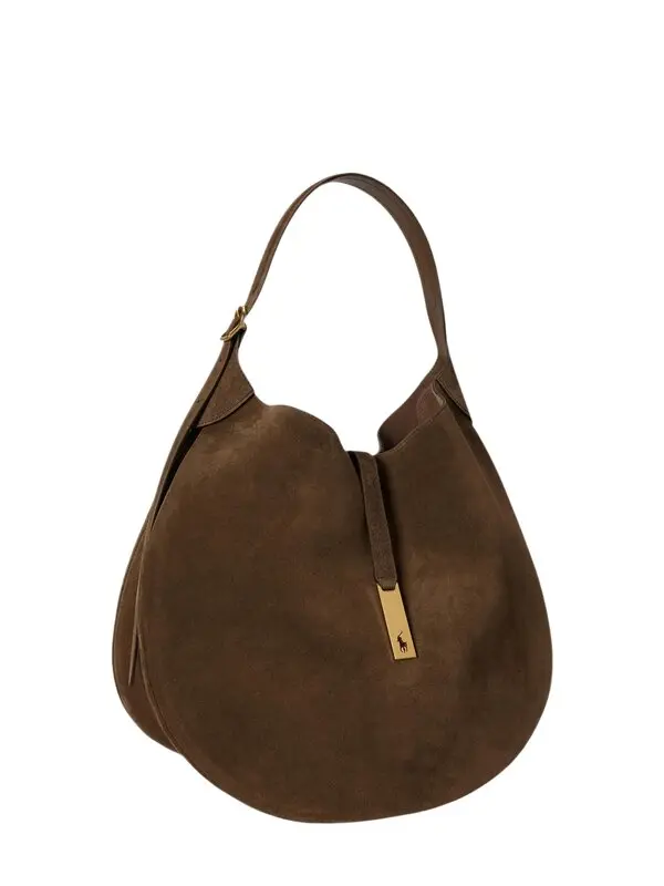 Polo Ralph Lauren Large Polo Id Suede Shoulder Bag