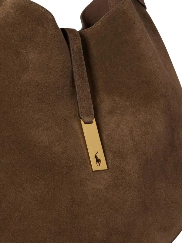 Polo Ralph Lauren Large Polo Id Suede Shoulder Bag