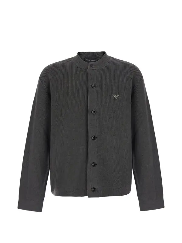 Emporio Armani Wool Zipped Cardigan - Grey