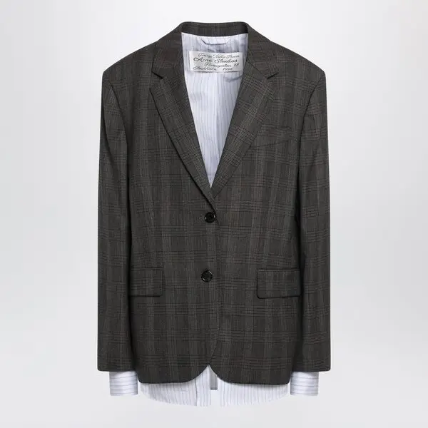 Acne Studios Blazer In A Prince Of Wales Check Wool Blend