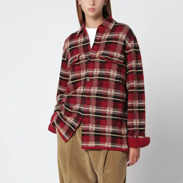 Guest In Residence Carminio Red Plaid Work Checkered Shirt In Cashmere - Multicolor