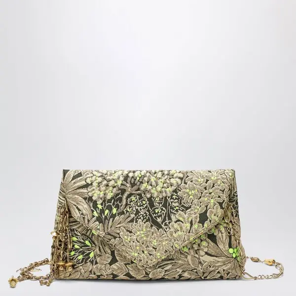 Dries Van Noten Jacquard Fabric Bag With Floral Pattern - Silver