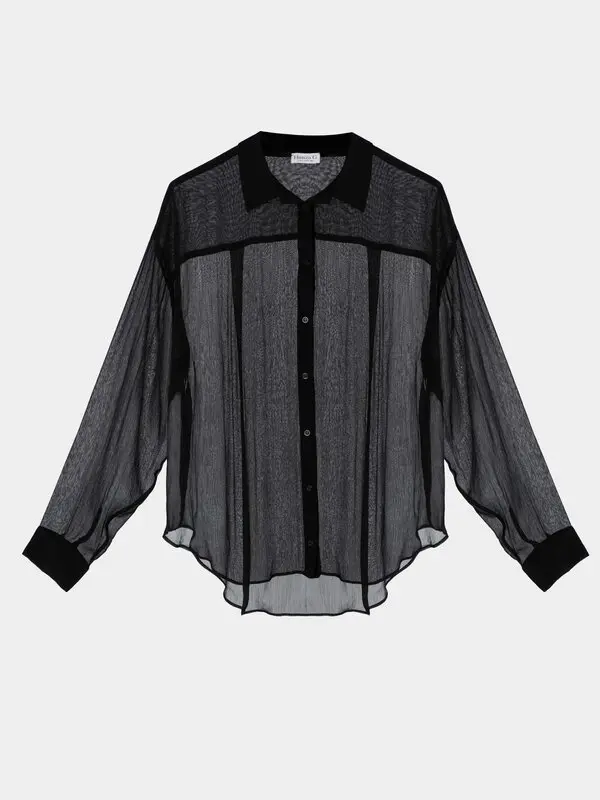Hunza G Oversized Shirt Sheer - Black