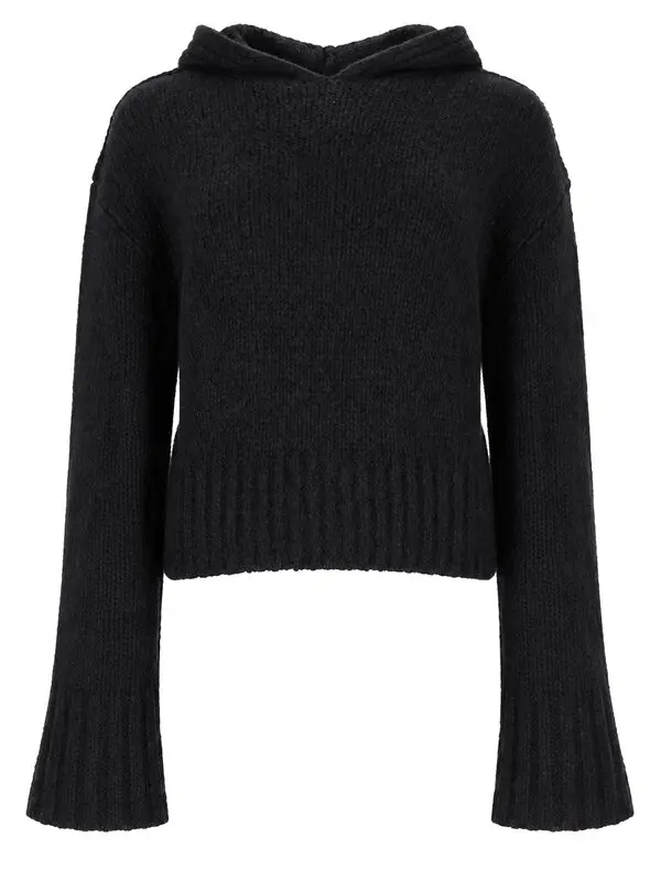 Rick Owens Maglia Cropped Con Cappuccio - Black