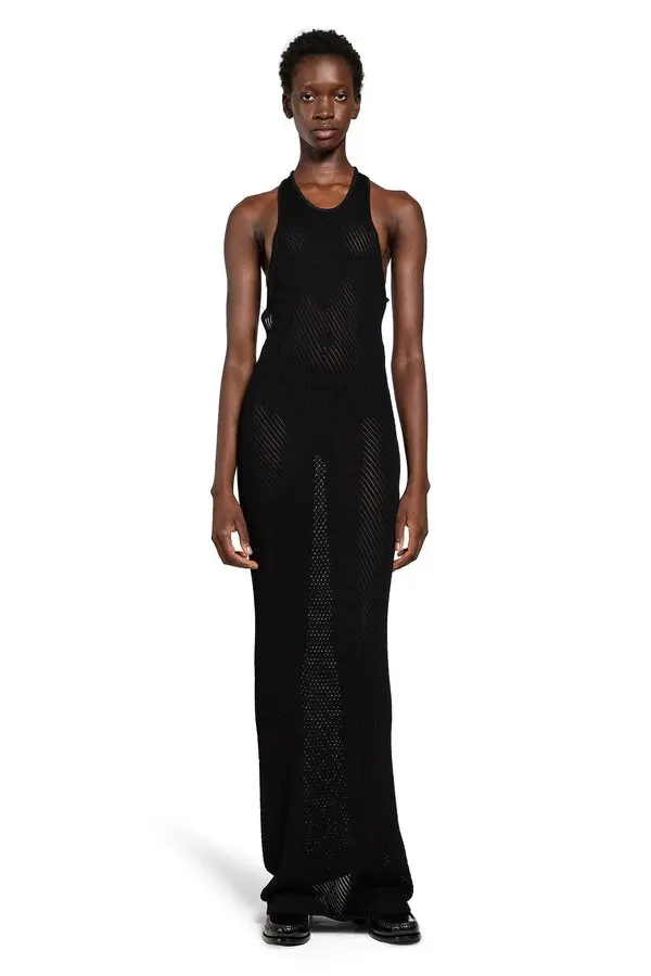 LANEUS Openwork Knit Long Dress