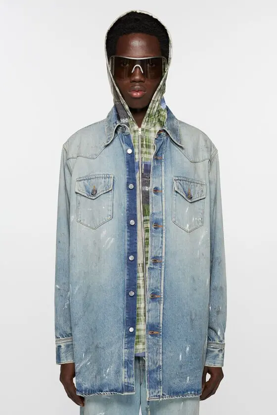 Acne Studios Paint Printed Denim Shirt