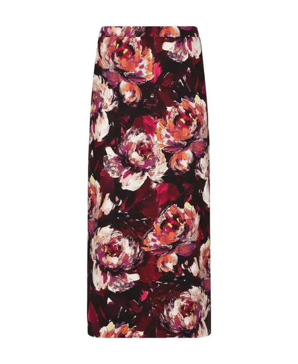 Dolce & Gabbana Dolce Gabbana Peony Printed Cady Calf-length Skirt