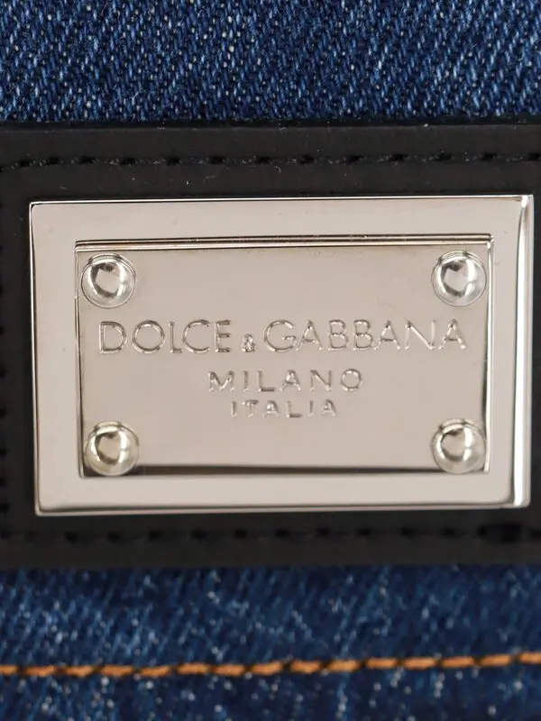 Dolce & Gabbana Dolce Gabbana Logo Plaque Denim Bustier Top