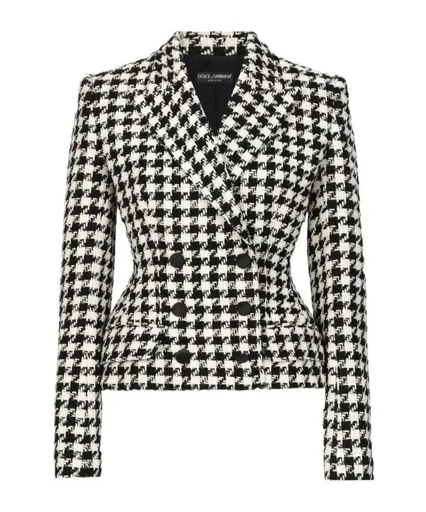 Dolce & Gabbana Dolce Gabbana Double-breasted Houndstooth Jacket - Black