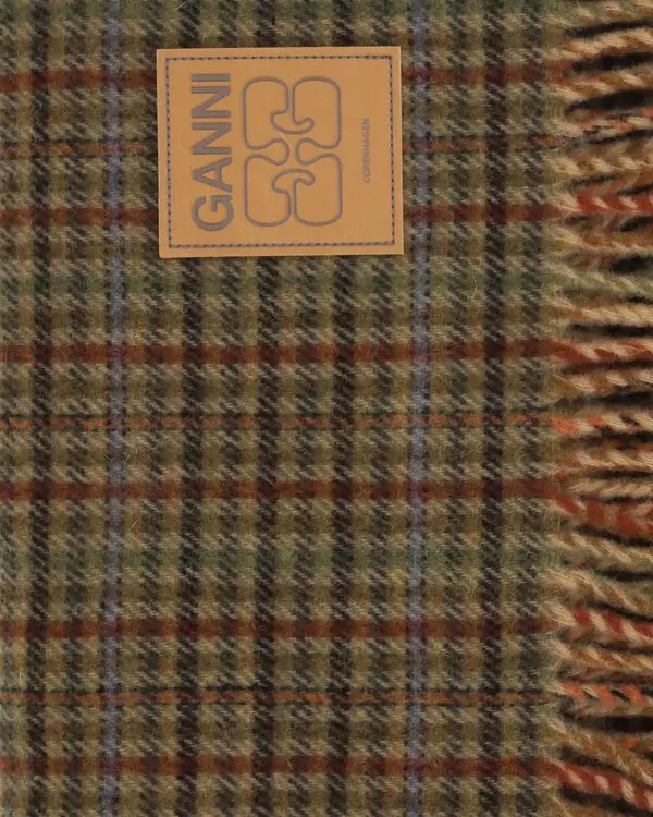 GANNI Small Check Wool Scarf