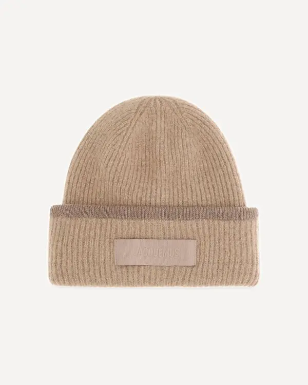 Jacquemus Gros Grain Ribbed Beanie - Beige