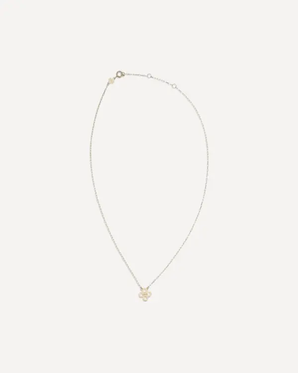 Tory Burch Forget Me Not Clover Pendant Necklace - Gold