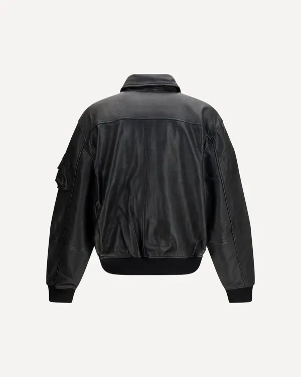 Alpha Industries Cwu-36/p Leather Uv Bomber Jacket