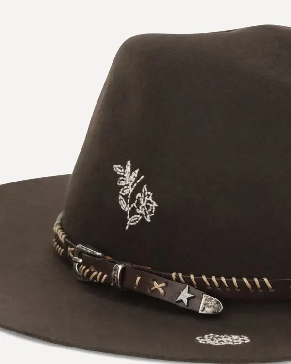 GOLDEN GOOSE Embroidered Wool Fedora