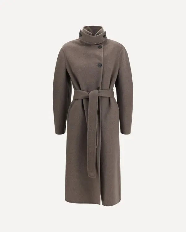 Fabiana Filippi Long Double Faced Wool And Cashmere Coat - Grey