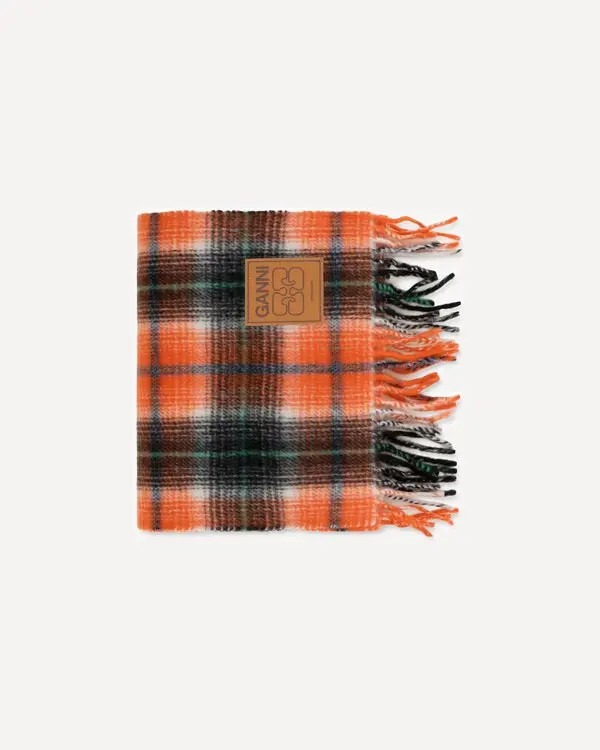 GANNI Checked Wool Scarf