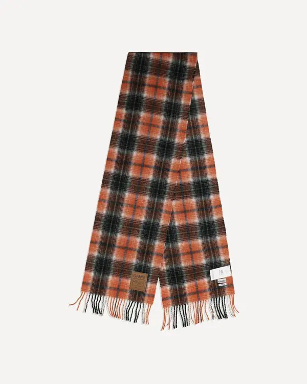 GANNI Checked Wool Scarf