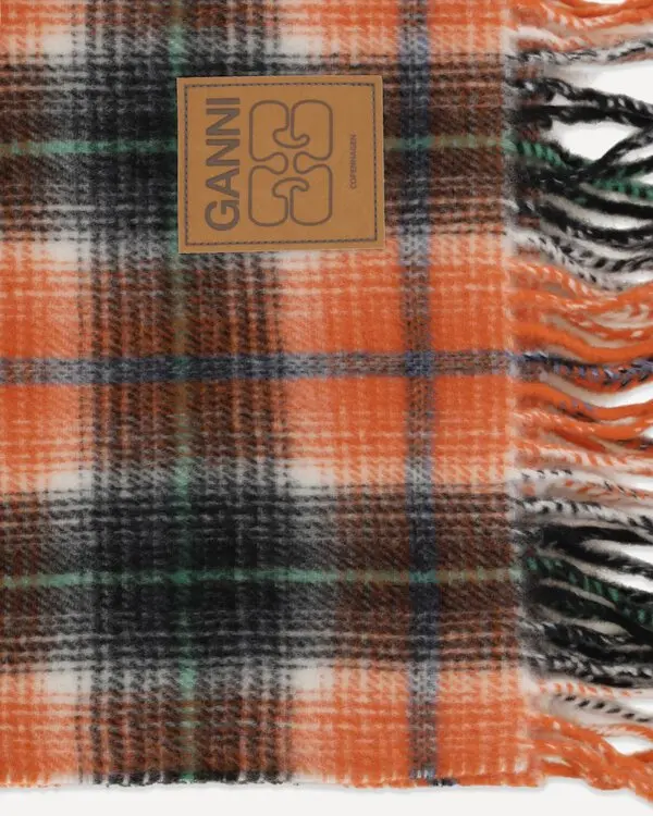GANNI Checked Wool Scarf
