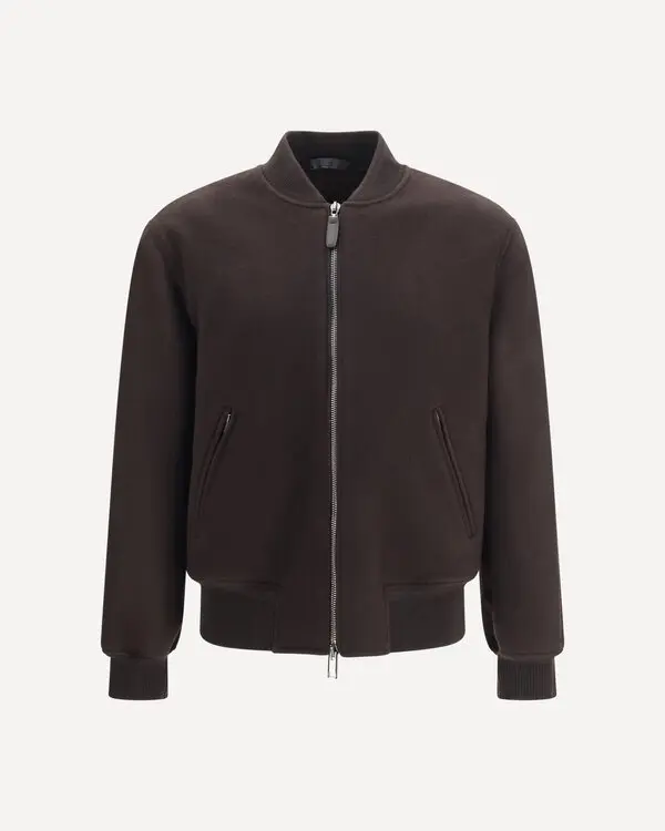 Brioni Woo And Cashmere Zip-up Bomber Jacket Mae