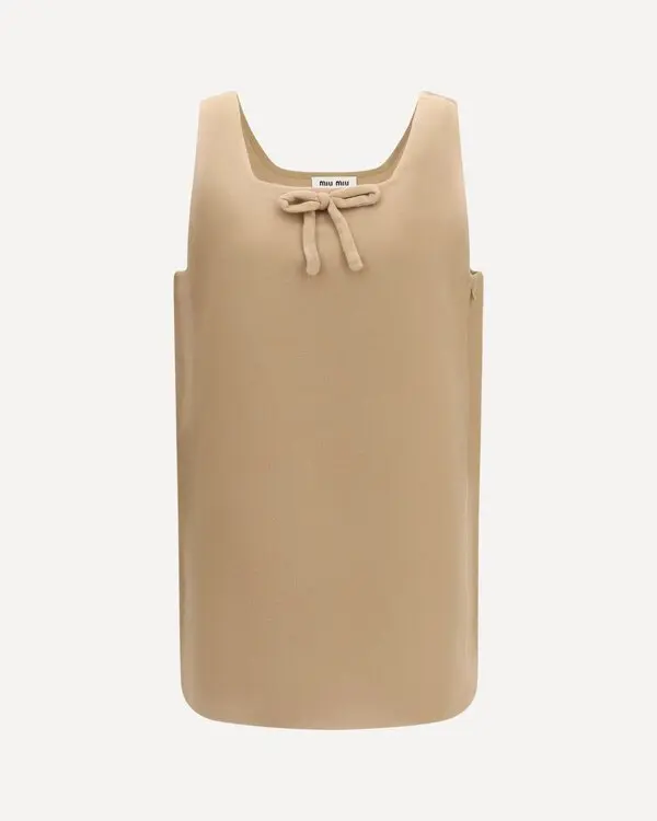 Miu Miu Waxed Double Wool Dress - Beige