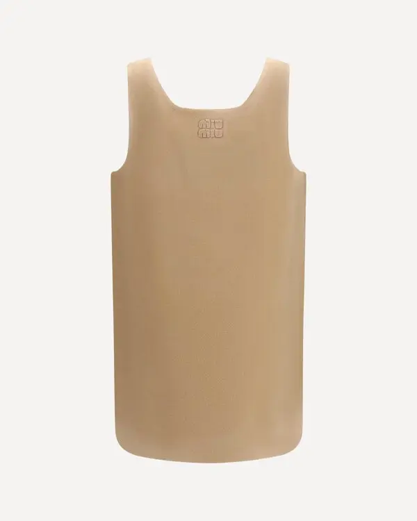 Miu Miu Waxed Double Wool Dress - Beige